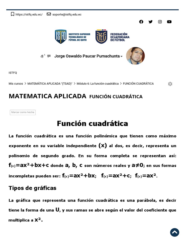 Función Cuadrática | PDF | Álgebra | Matemáticas