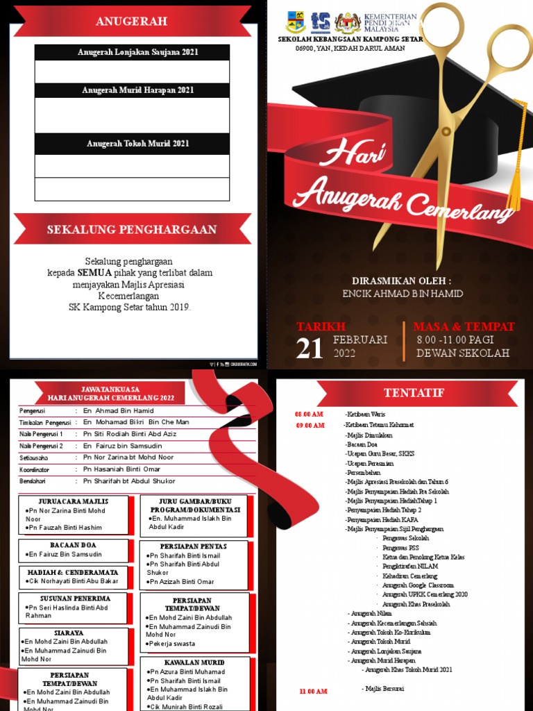 Template Buku Program Hari Anugerah Kecemerlangan (Cikgugrafikdotcom) | PDF