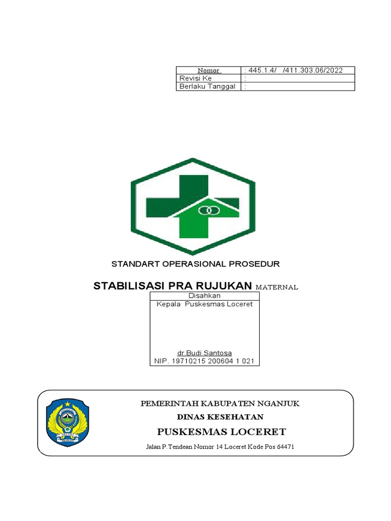 SOP Stabilisasi Pra Rujukan Maternal | PDF | Kesehatan Holistik