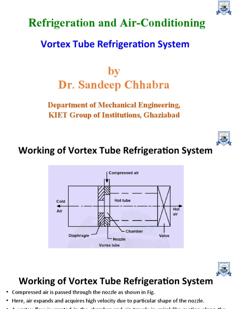 Vortex Tube Refrigeration System Overview | PDF | Computers ...