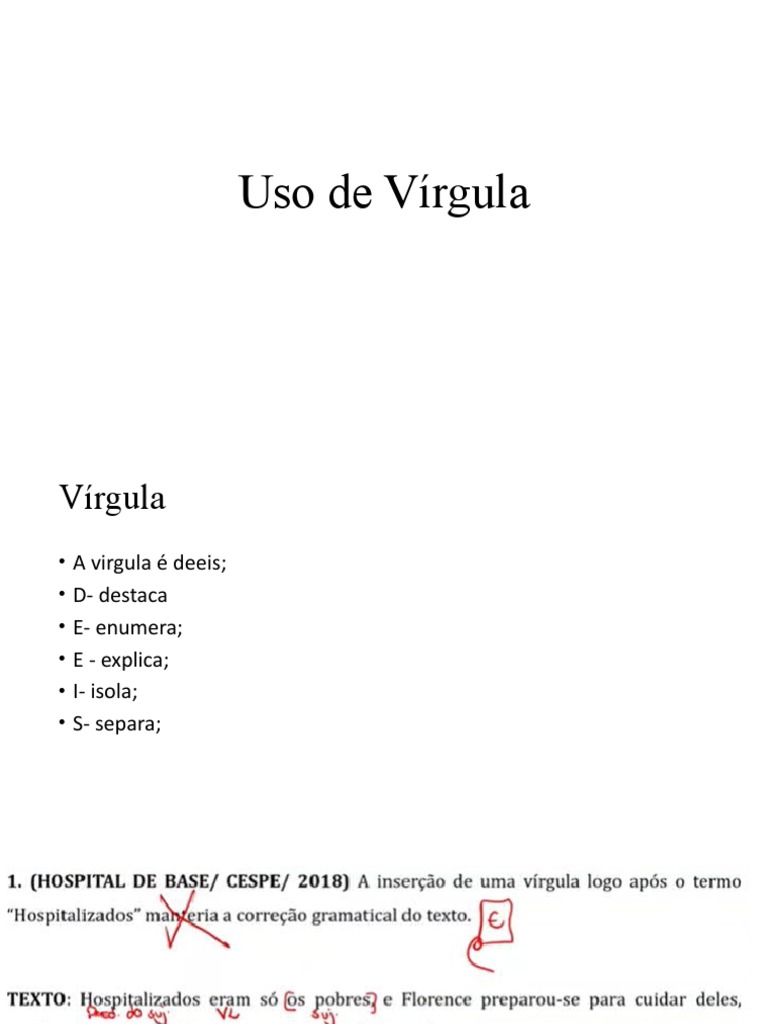 O Uso Da Vírgula | PDF | Carreira e Crescimento | Artes Linguísticas e ...