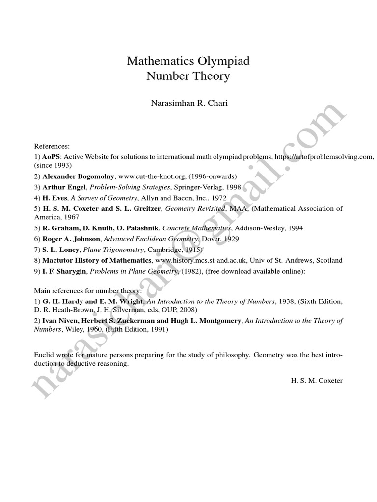 Olympiad 2019numbertheory PDF | PDF | Quadratic Equation | Discrete ...