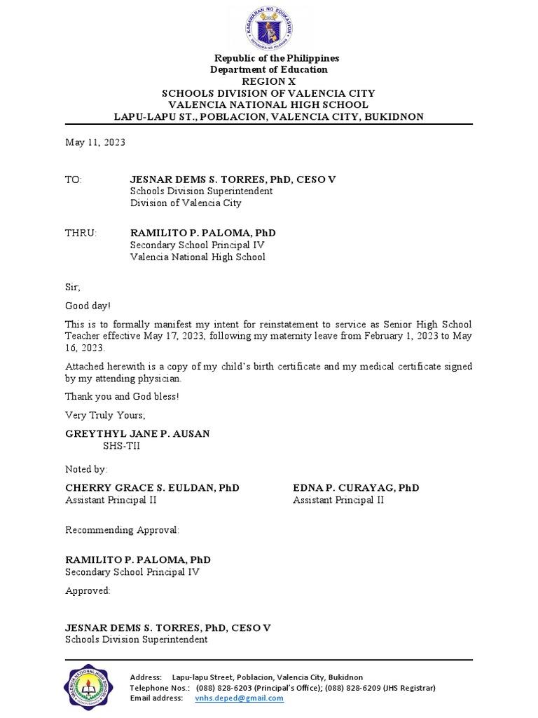 Letter For Reinstatement | PDF