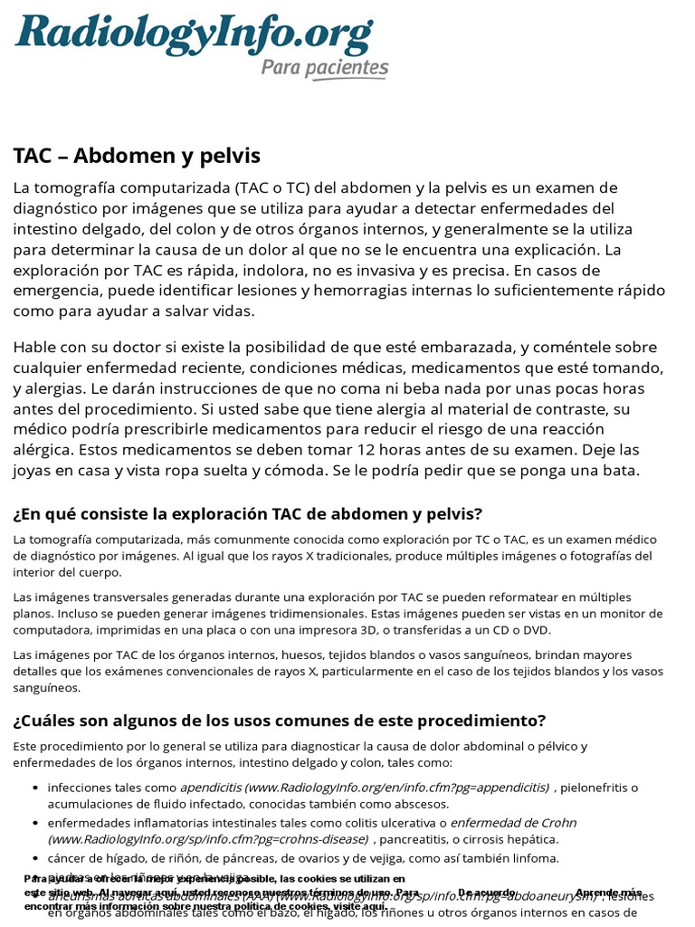Exploración por TC (TAC) del abdomen y la pelvis | PDF | Ct Scan | Medicina