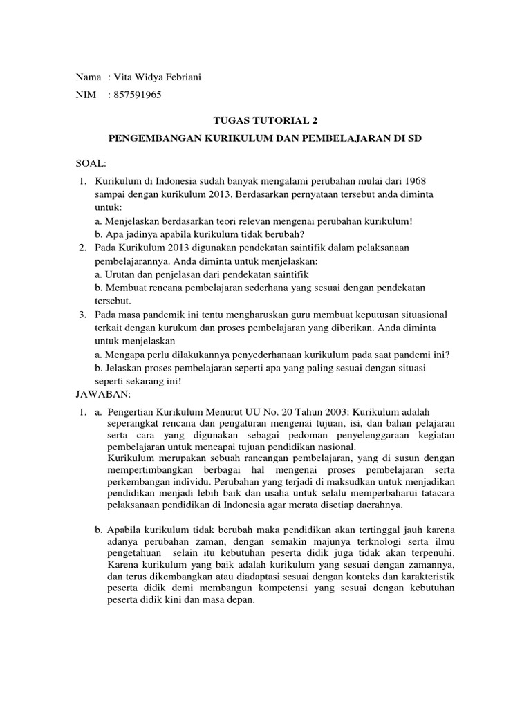 Tugas 2 Pengembangan Kurikulum | PDF | Karier & Perkembangan