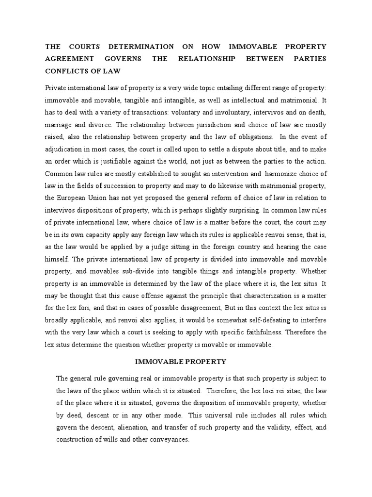 Conflict of Laws (Immovable Property in Conflicts of Law) | PDF ...
