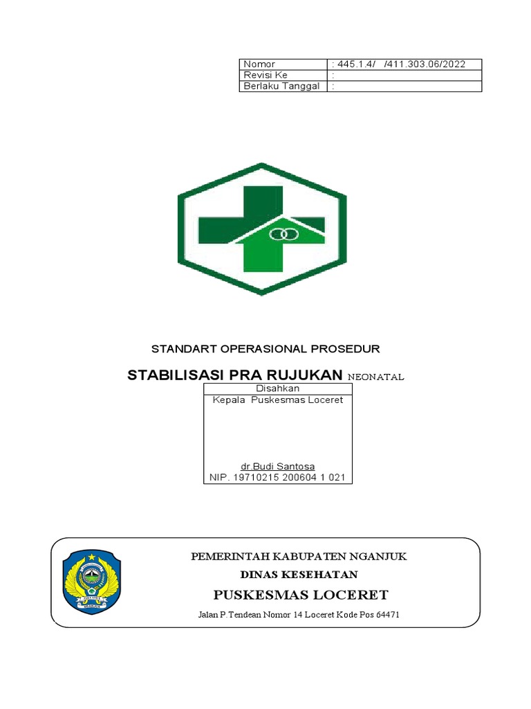 Sop Stabilisasi Pra Rujukan Neonatal Revisi | PDF