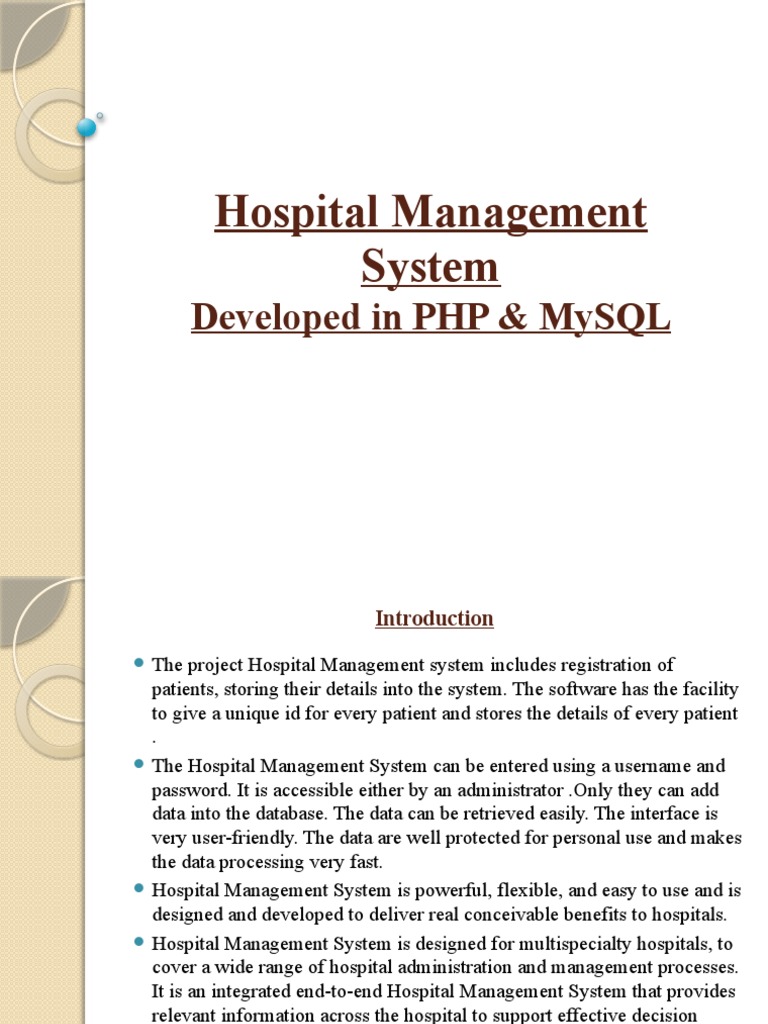 Hosiptal Management System | PDF | Operating System | Databases