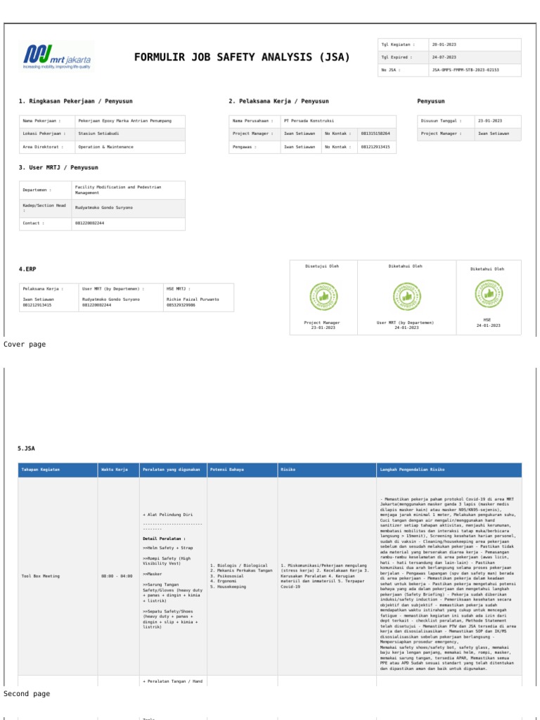 JSA-OMFS-FMPM-STB-2023-02153 (Pekerjaan Epoxy Marka Antrian Penumpang) St. STB | PDF