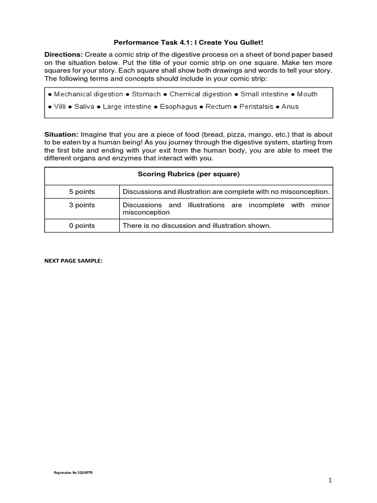 Digestive System Comic Strip Assignment | PDF | Self-Improvement