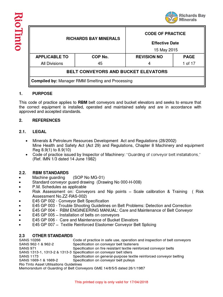 Conveyor Safety Code | PDF | Belt (Mechanical) | Electric Motor