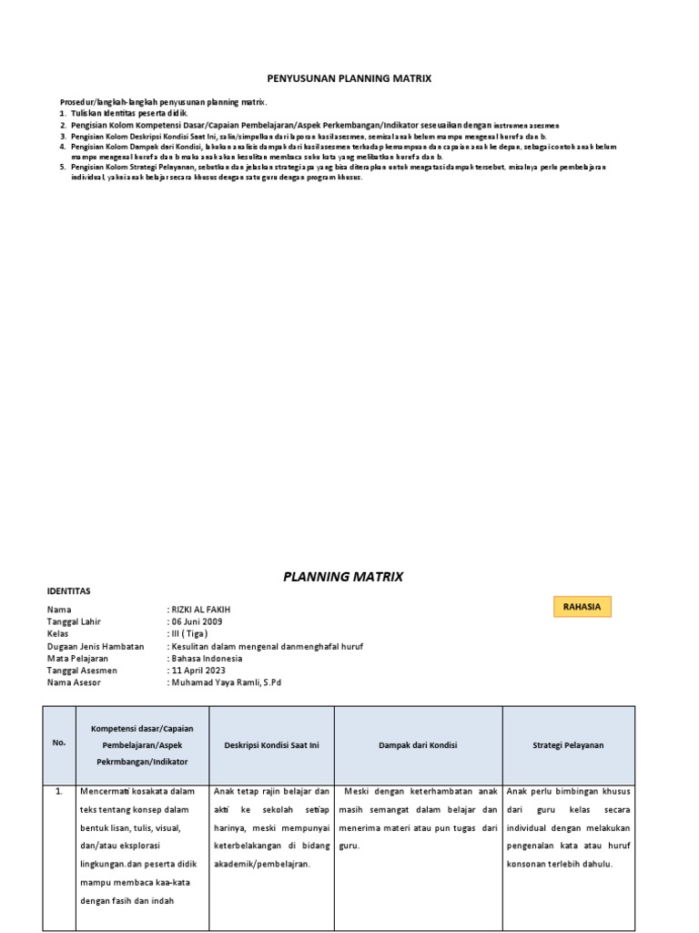 Rev-Lembar Kerja 4 Planning Matrix | PDF