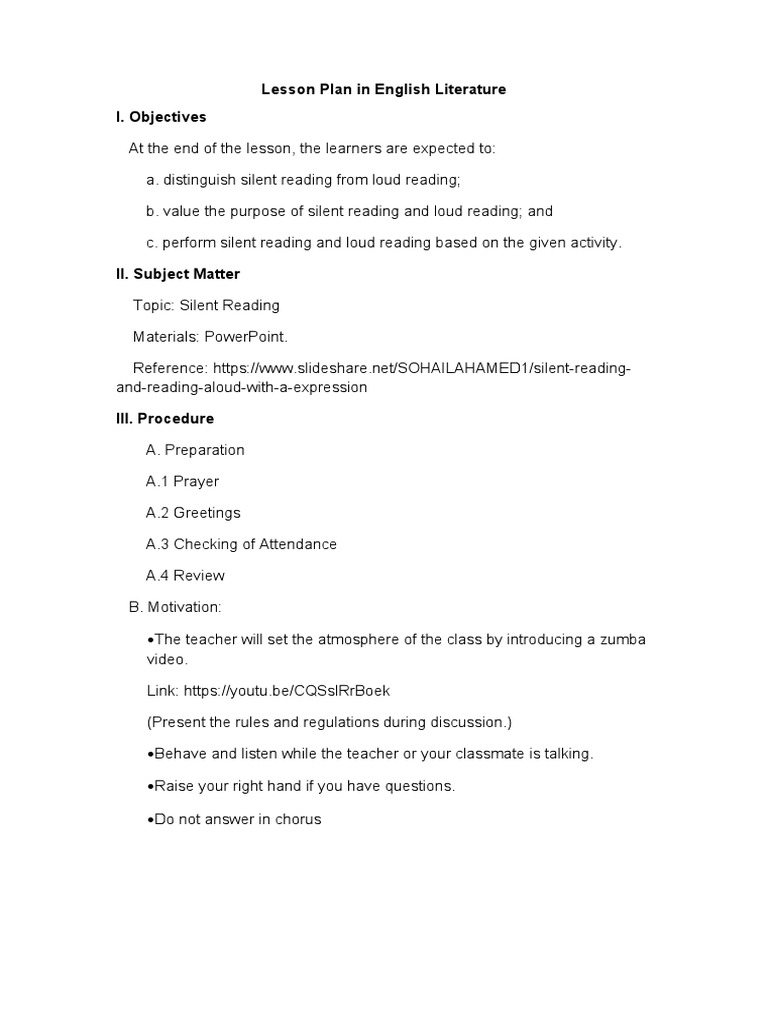 Comparing Silent and Loud Reading | PDF | Teachers | Lesson Plan
