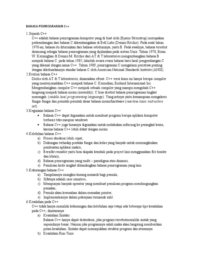 Bahasa Pemrograman C | PDF