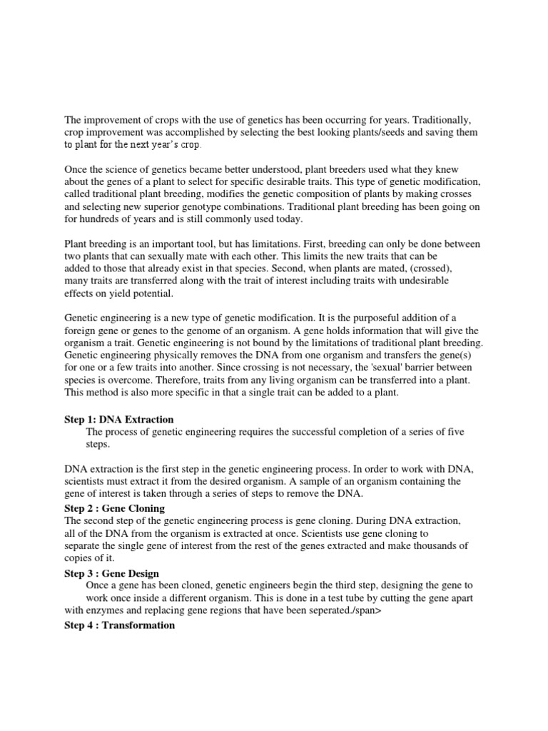 Genetic Engineering | PDF | Plant Breeding | Genetic Engineering