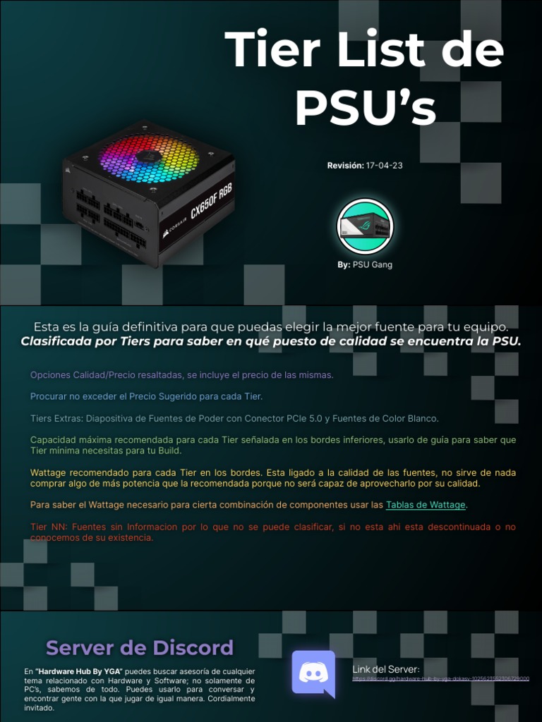 H - Tier List de Fuentes de Poder | PDF | Informática | Hardware de la ...