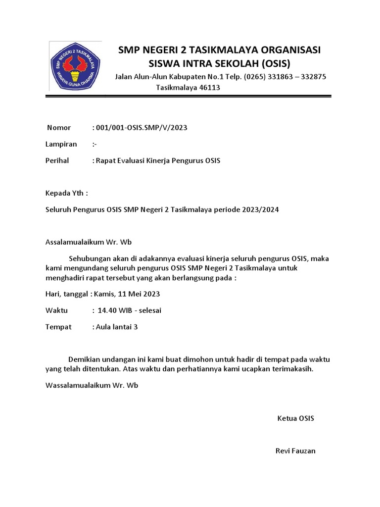 Undangan Rapat Evaluasi PDF | PDF