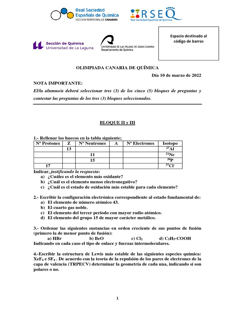 Examen Olimpiada 2022 PDF | PDF | Etileno | Redox