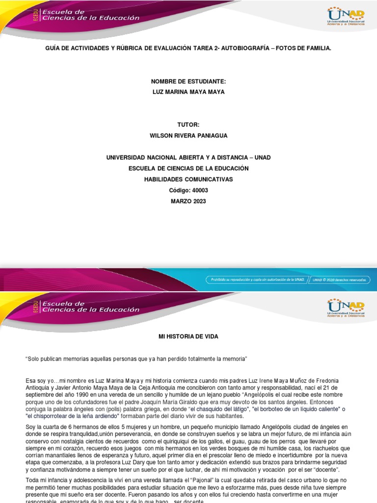Autobiografía de Luz Marina Maya | PDF