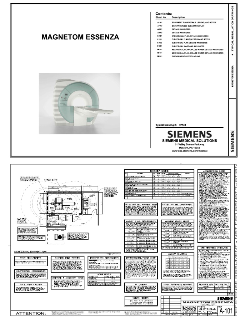 Siemens Magnetom Essenza Pre Installation Sheet | PDF