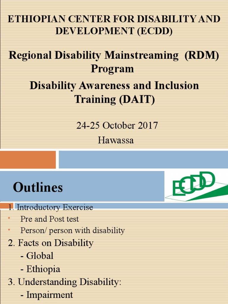 Disability Awareness and Inclusion Training (RDM Hawassa) | PDF ...