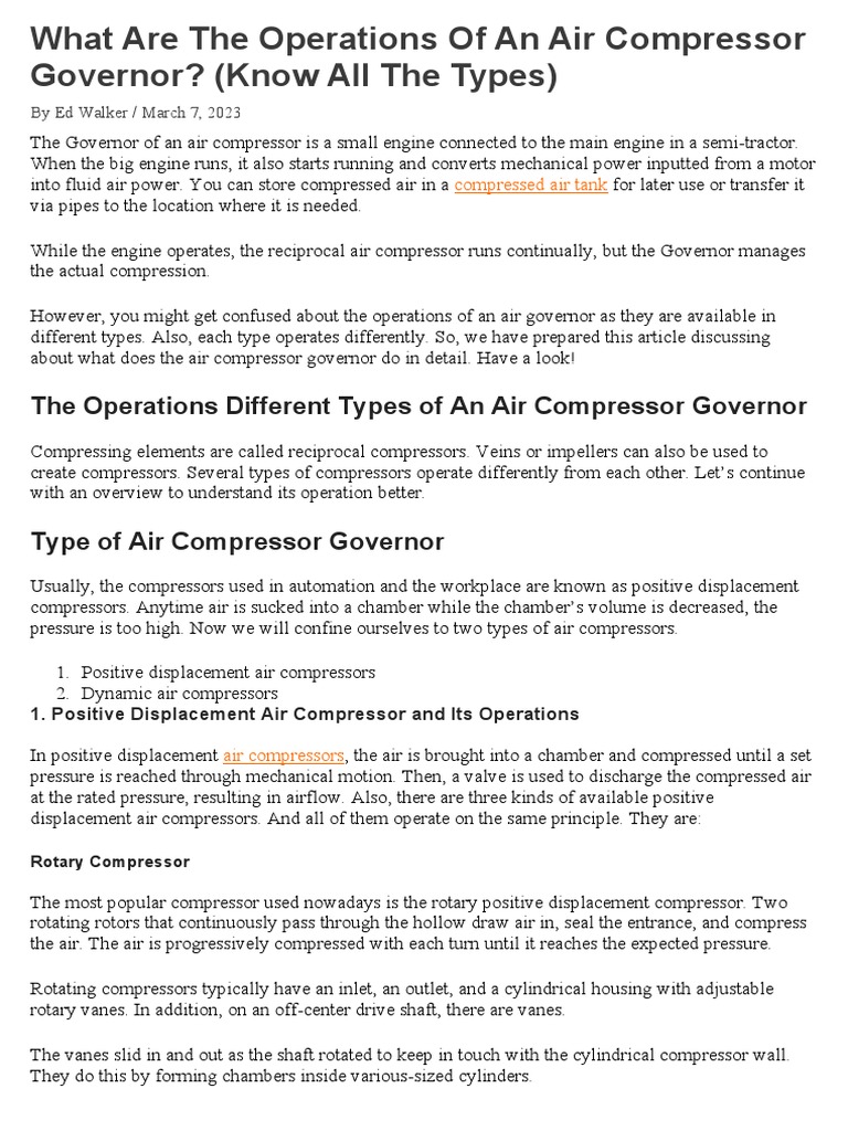 Compressor Air Governer | Download Free PDF | Pump | Piston