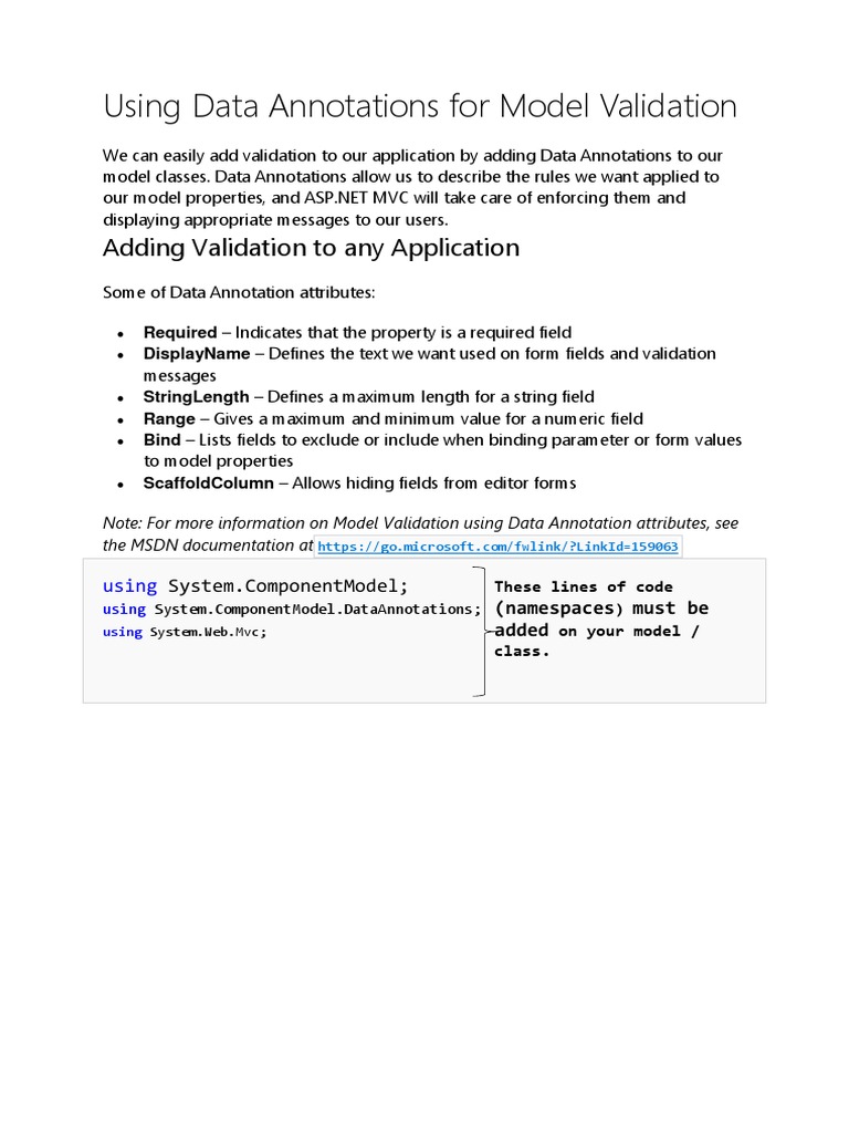 Using Data Annotations For Model Validation | PDF Using Data Annotations For Model Validation | PDF