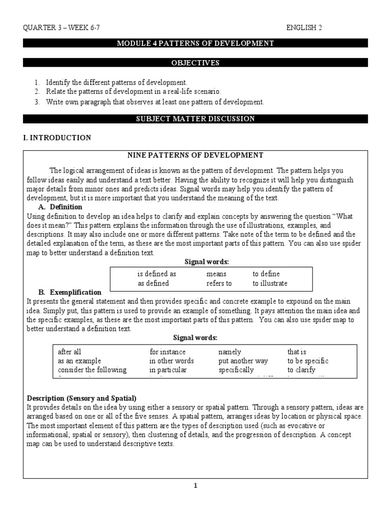 Module 4 Patterns of Development 1 | PDF | Causality | Definition