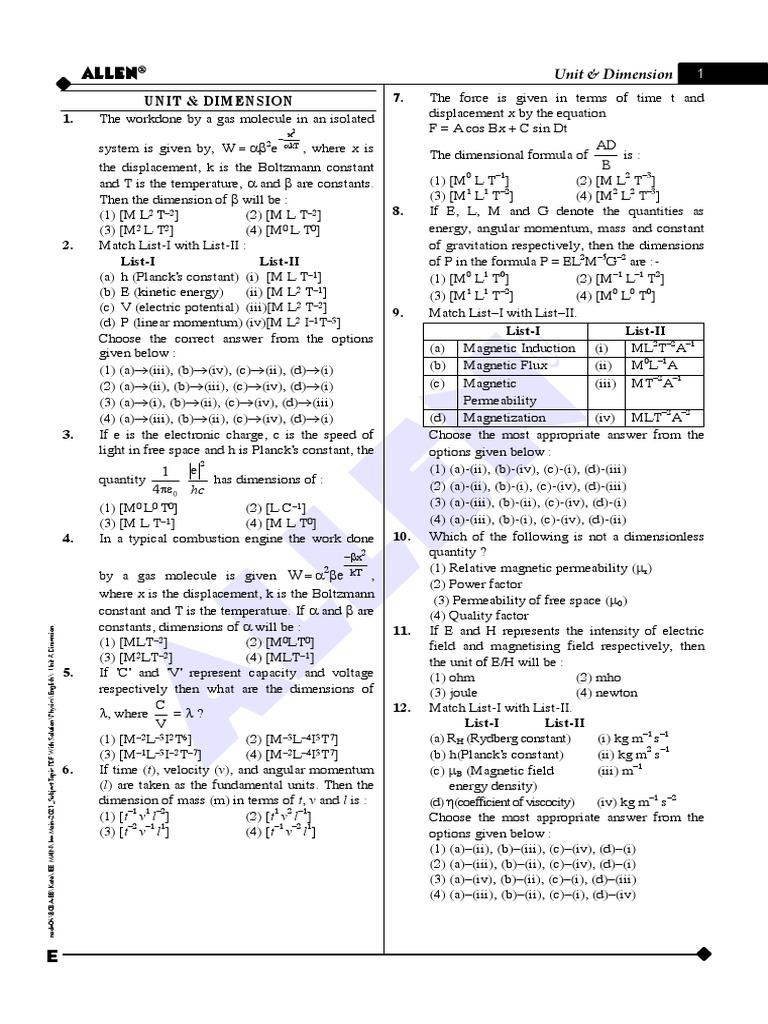 Unit Dimension PDF | PDF | Quantity | Physical Quantities