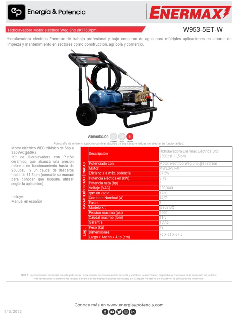 Hidrolavadora Enermax PDF | PDF | Bienes manufacturados | Vehículos