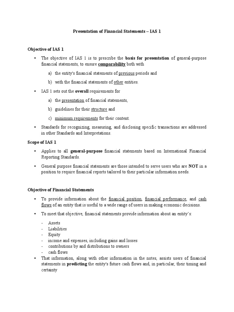 CFAS IAS 1 Reviewer | PDF | Financial Statement | International ...
