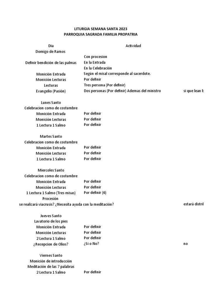 Programa Semana Santa 2023 | PDF | Misa (liturgia) | Pascua de Resurrección