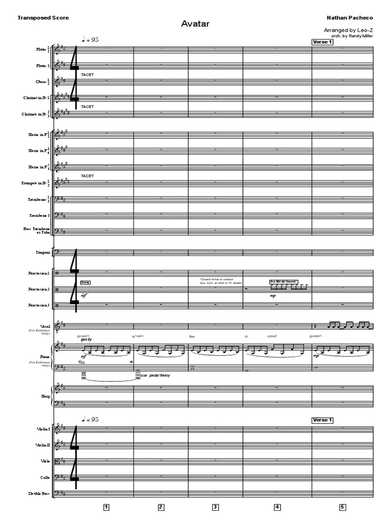 Avatar SCORE PDF | PDF | Classical Compositions | Musical Instruments