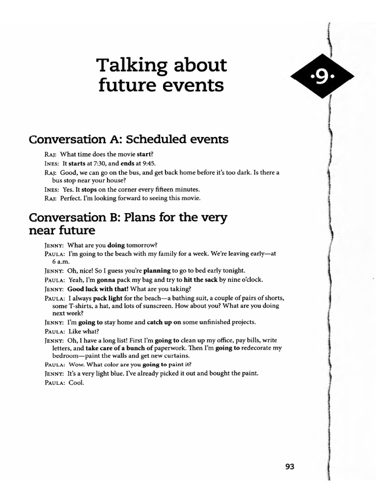 Future Events in English Conversations | PDF | Verb