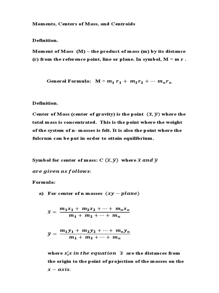 Moments Center of Mass and Centroids PDF | PDF | Center Of Mass | Rectangle