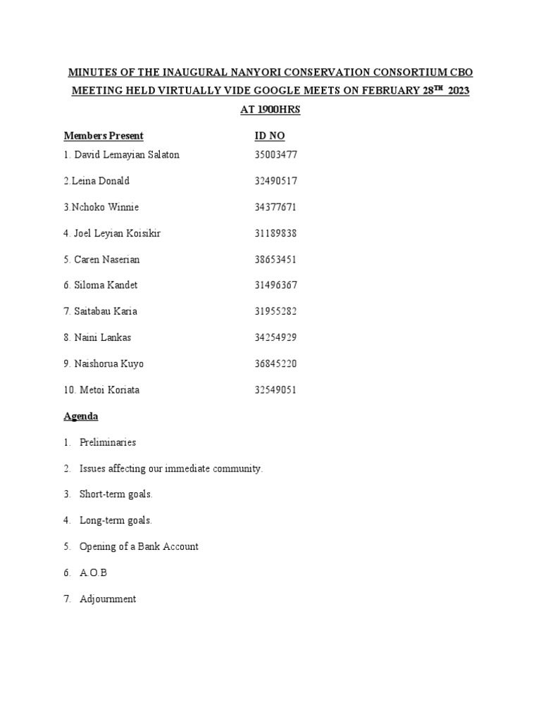NCC Cbo Second Set Minutes | PDF