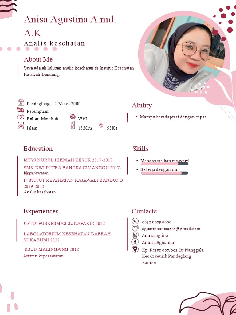 CV Anisa Agustina A.md. A.K | PDF