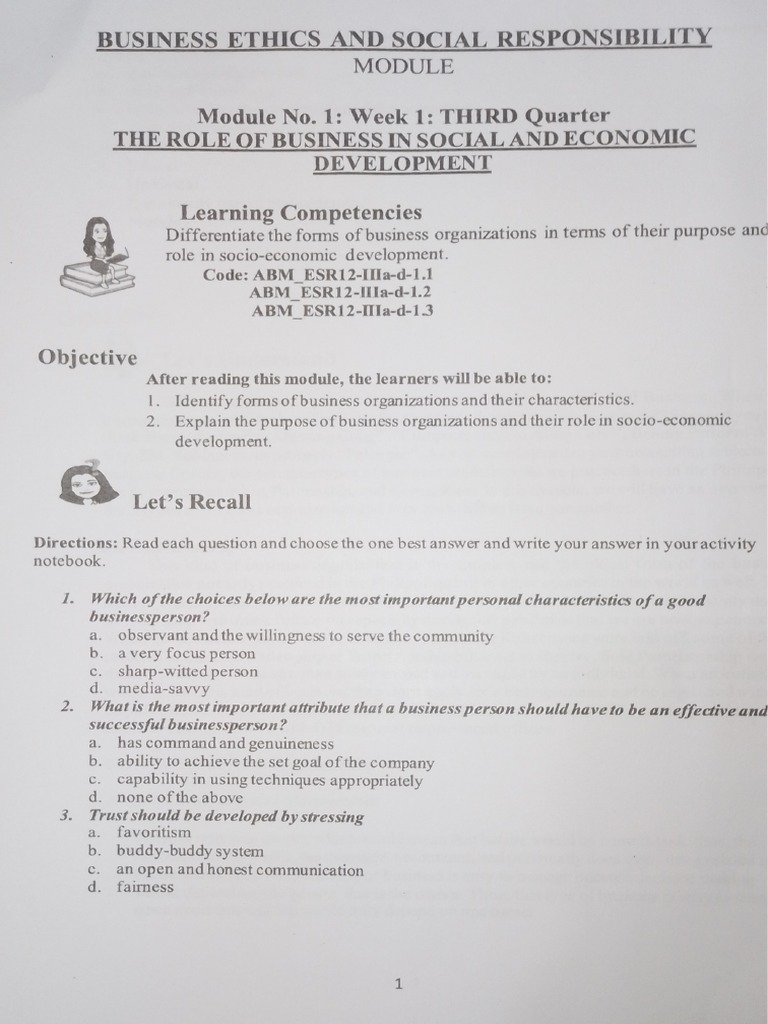 Business Ethics Module 1 | PDF