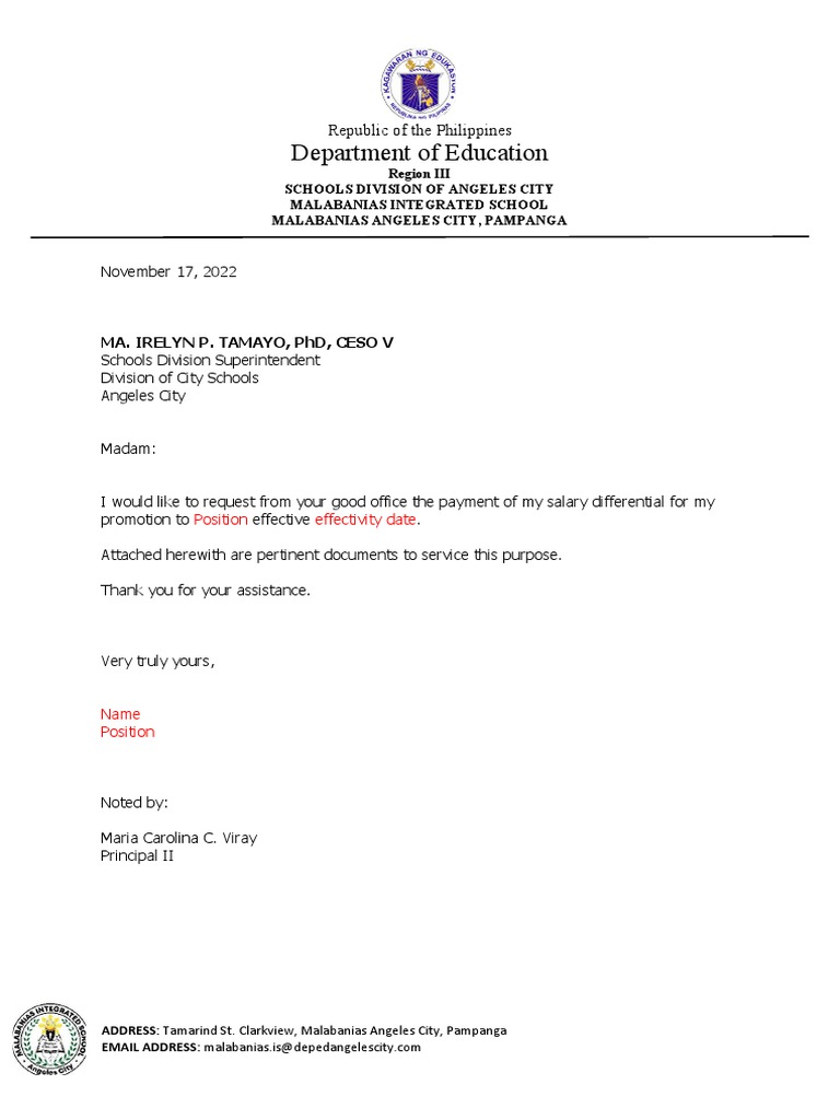 Request-Letter-Salary-Diff-Copy-1.docx | PDF