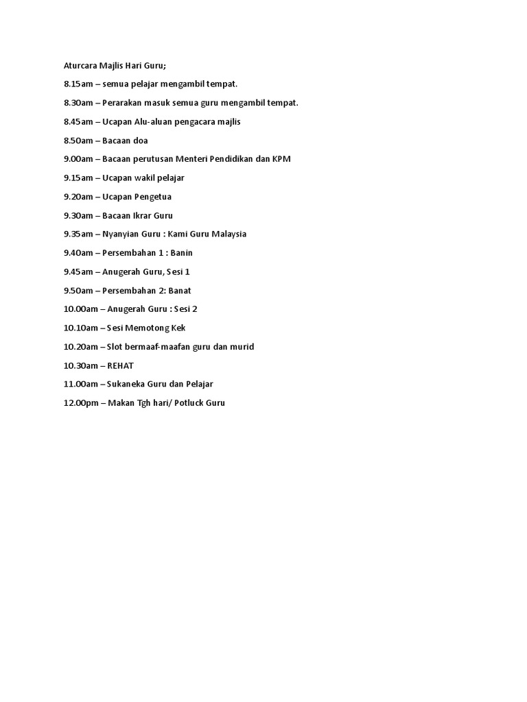Aturcara Majlis Hari Guru Pdf Pdf 