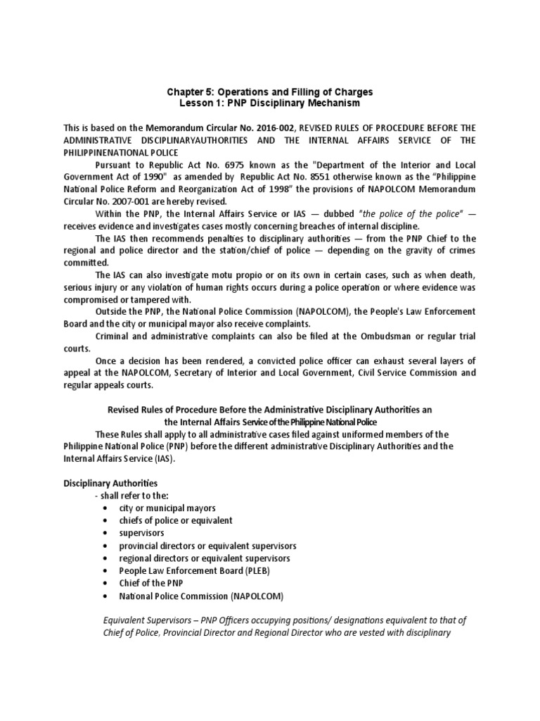 PNP Disciplinary Mechanism Overview | PDF | Police | Criminal Law