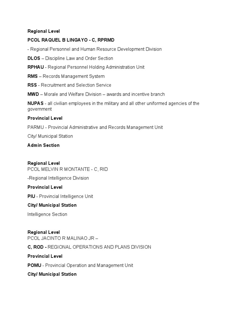 pnp organizational structure NOTES | PDF