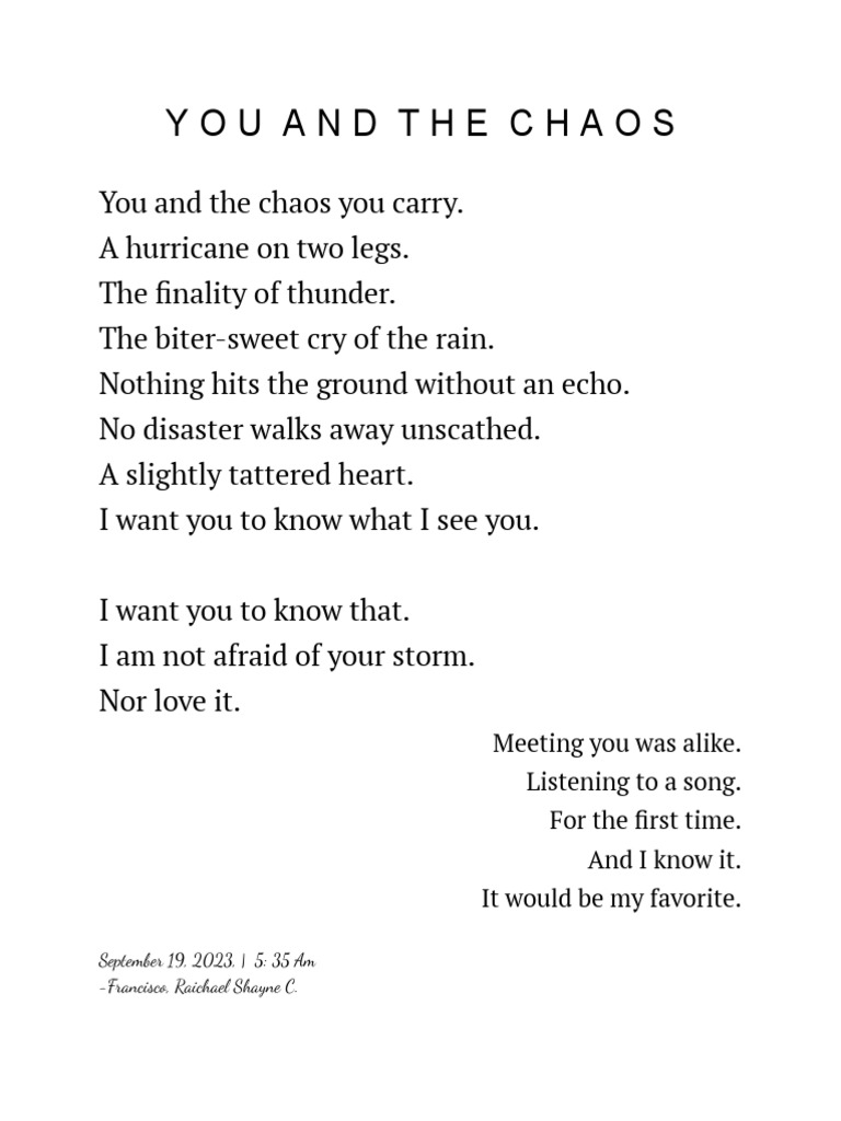 You and The Chaos Poetry PDF | PDF