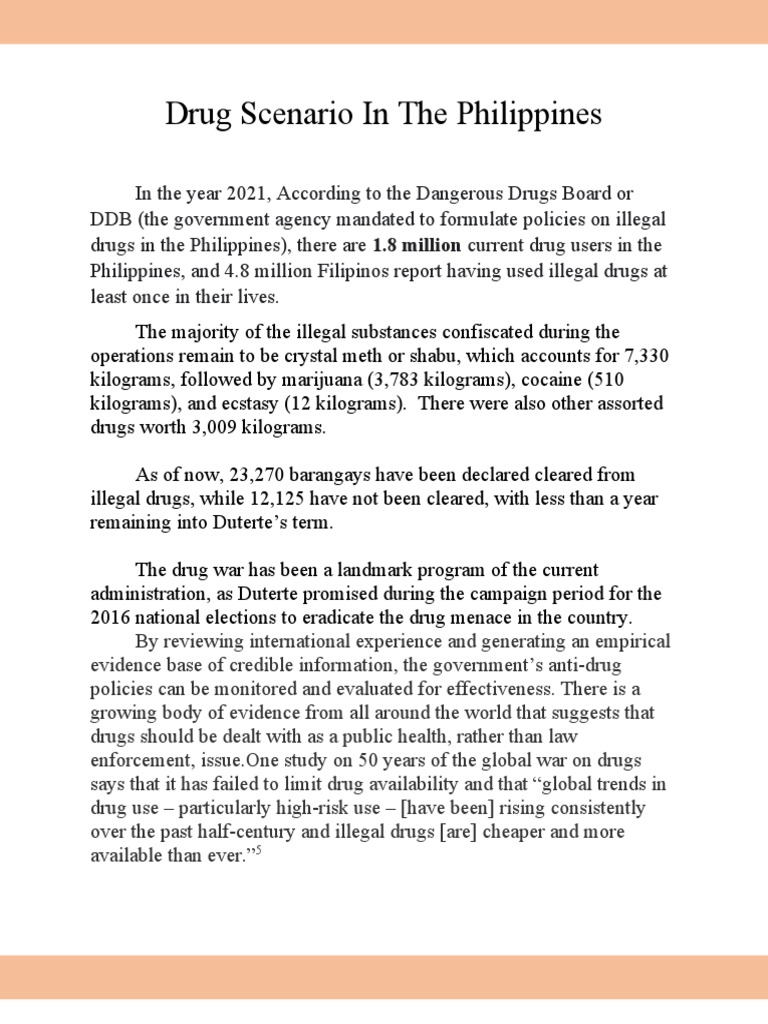 Drug Scenario in The Philippines | PDF | Substance Abuse | Prohibition ...