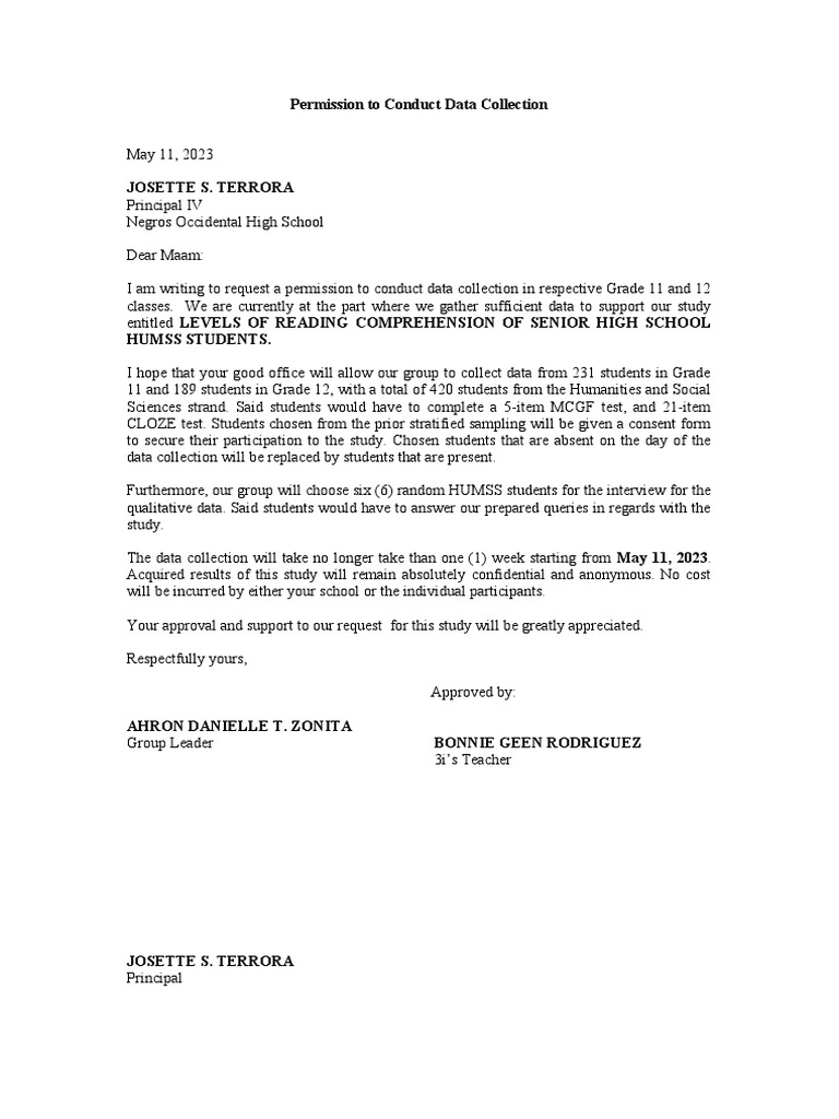 Permission To Conduct Data Collection | PDF