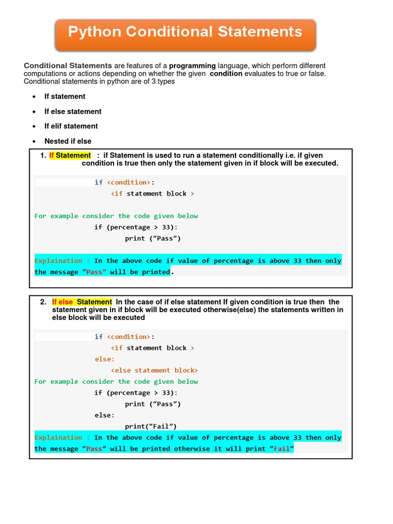 Conditionalstatements | PDF | Computer Science | Grammar