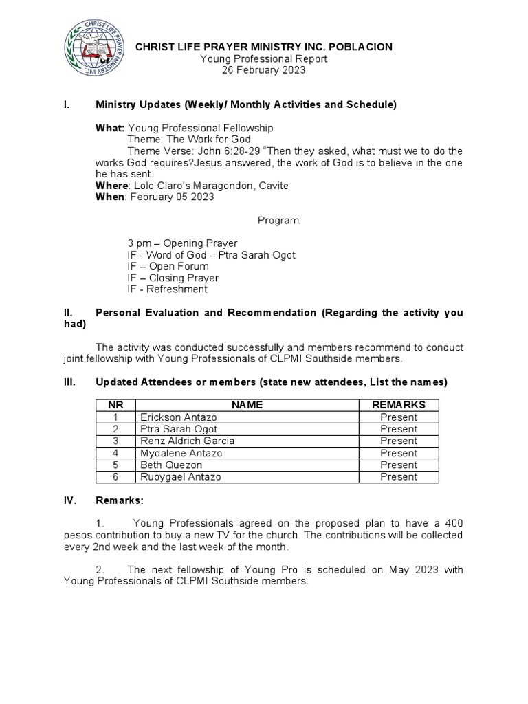 Ministry Report Template | PDF