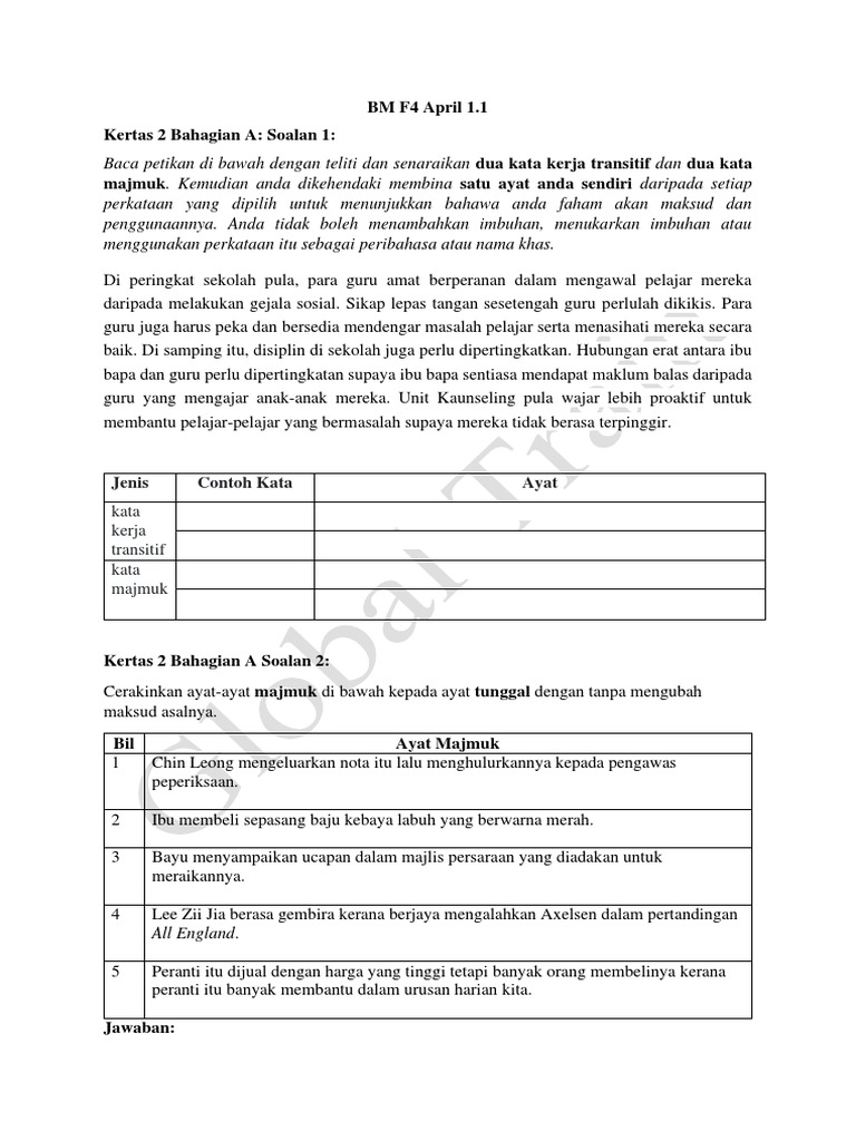 BM F4 April 1.1 | PDF