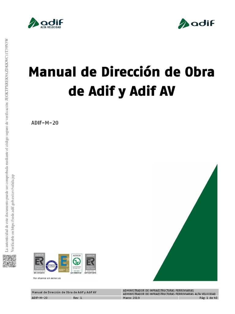 Manual de Dirección de Obra de Adif y Adif AV | PDF | Regulación