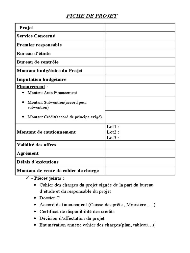 Fiche de Projet : Modèle et Exemples | PDF | Finance et gestion monétaire